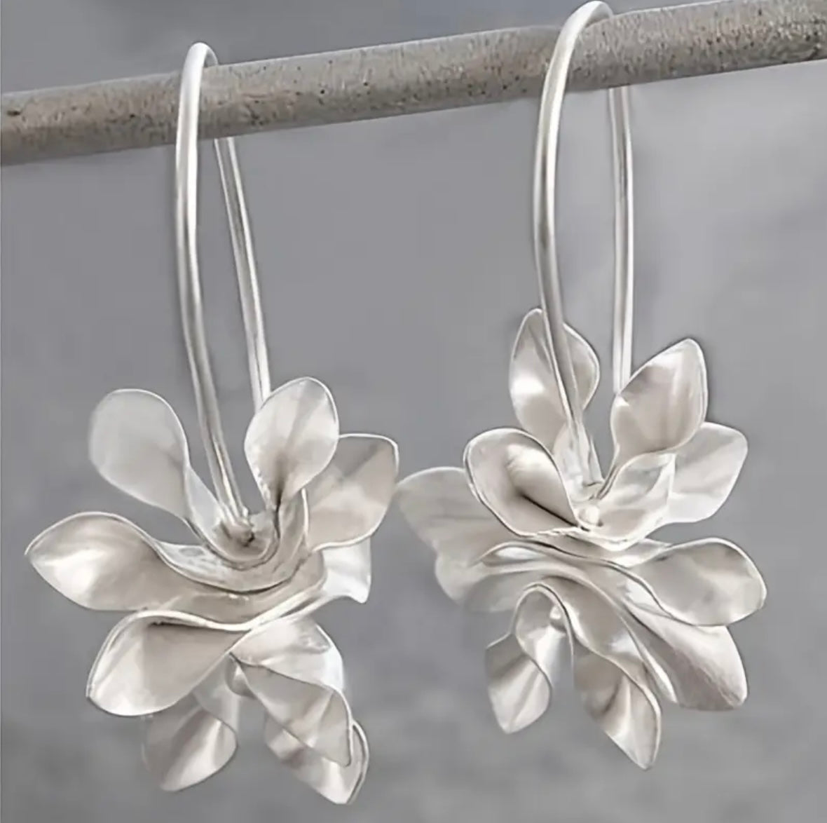 Elegant Silver Floral Hoop Drop Earrings – Grace Parker Jewelry