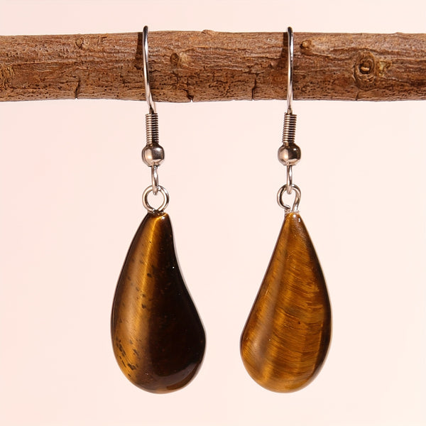 Elegant Tiger Eye Water Drop Design Earrings – Grace Parker Jewelry
